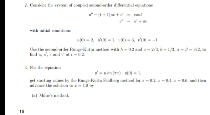 Solved 2. Consider the system of coupled second-order | Chegg.com