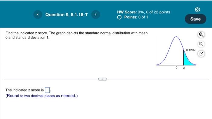 Solved Find the indicated z score. The graph depicts the | Chegg.com