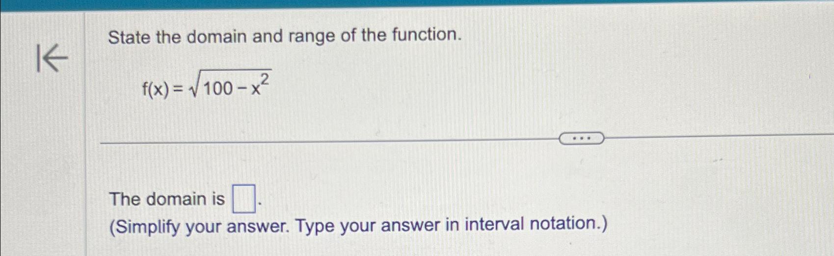 Solved State the domain and range of the | Chegg.com
