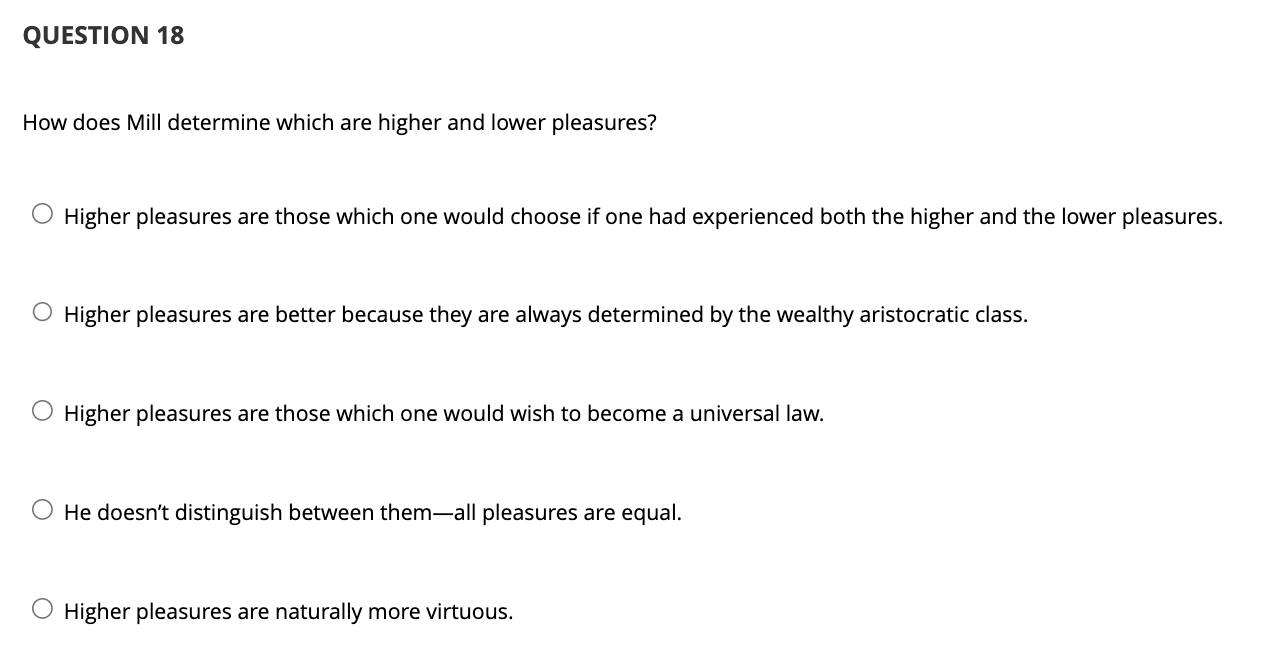 Solved QUESTION 18How does Mill determine which are higher | Chegg.com