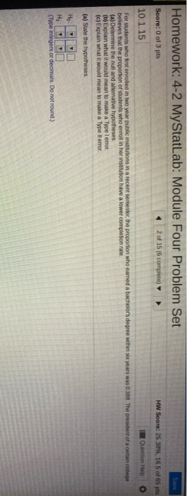 Solved Homework: 4-2 MyStatLab: Module Four Problem Set | Chegg.com