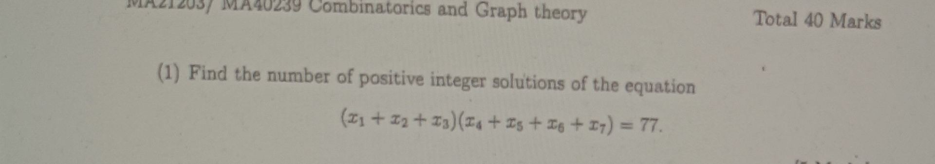 (1) ﻿Find the number of positive integer solutions of | Chegg.com