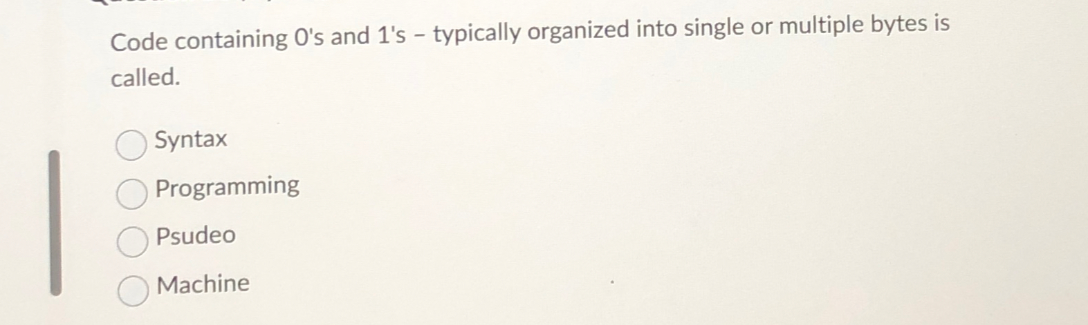 Solved Code containing 0's and 1's - ﻿typically organized | Chegg.com