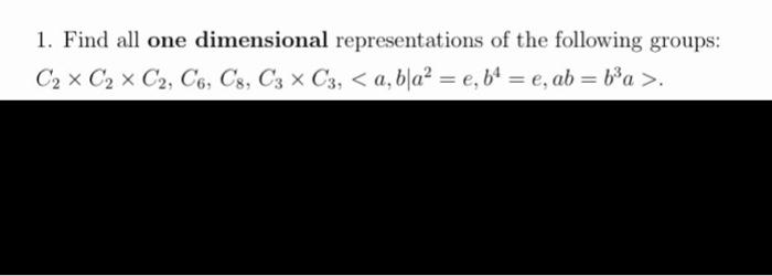 Solved 1. Find all one dimensional representations of the | Chegg.com