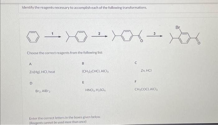 Solved Choose the correct reagents from the following list: | Chegg.com