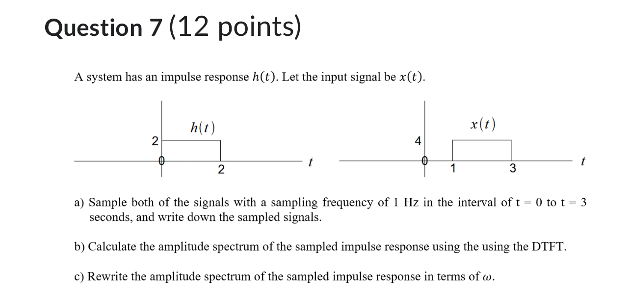 Solved Question 7 (12 ﻿points)A system has an impulse | Chegg.com