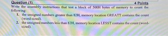 Solved Question (1) 4 Points Write the assembly instructions | Chegg.com