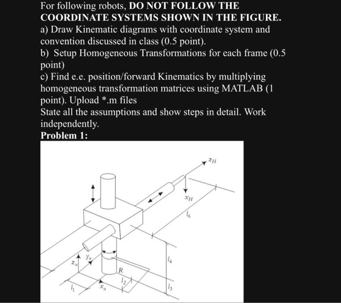 Solved For following robots, DO NOT FOLLOW THE COORDINATE | Chegg.com