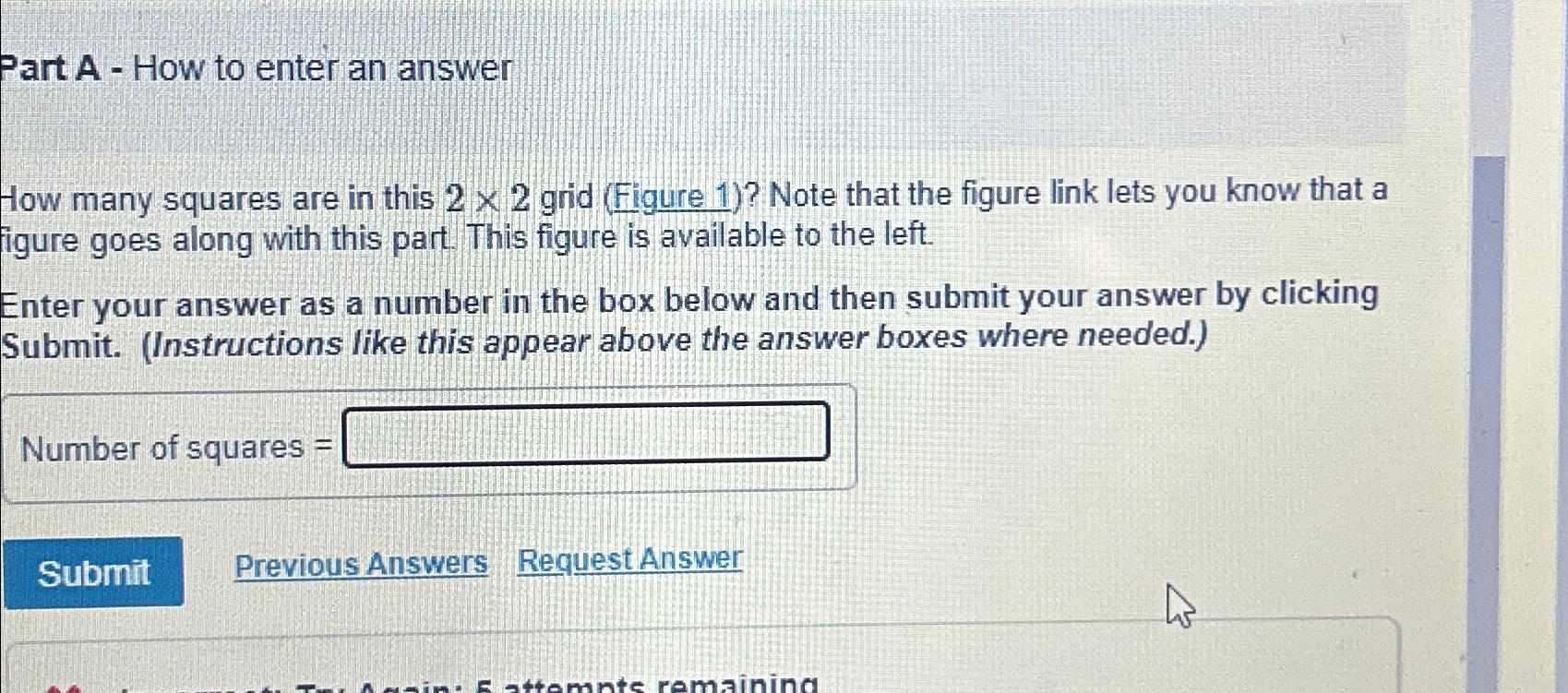 Part A - How to enter an answer\\nHow many squares | Chegg.com