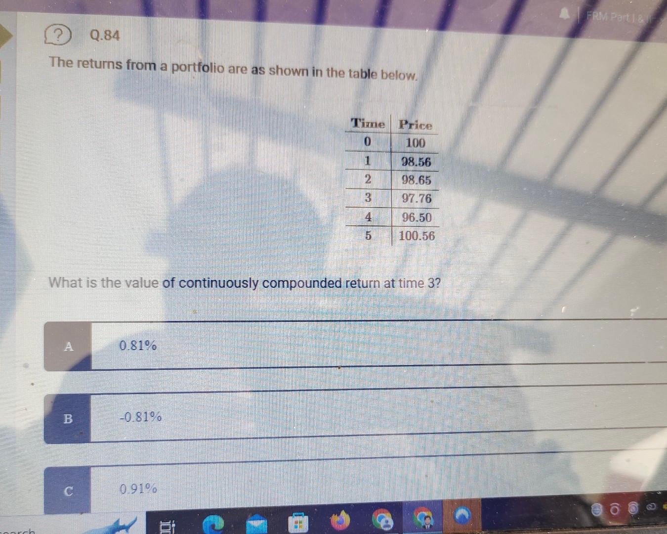 Solved The returns from a portfolio are as shown in the | Chegg.com