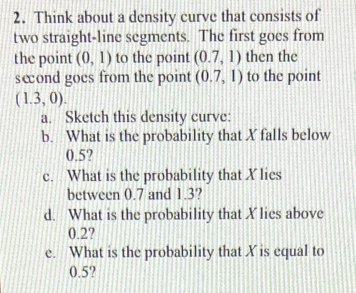 Solved 2. Think about a density curve that consists of two | Chegg.com
