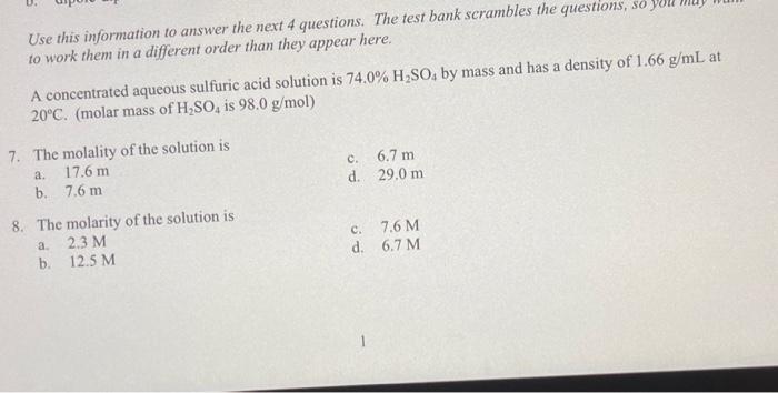 Solved Use this information to answer the next 4 questions. | Chegg.com