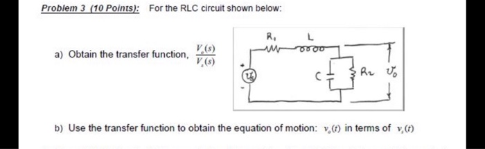 Solved Problem 3 (10 Points): For the RLC circuit shown | Chegg.com