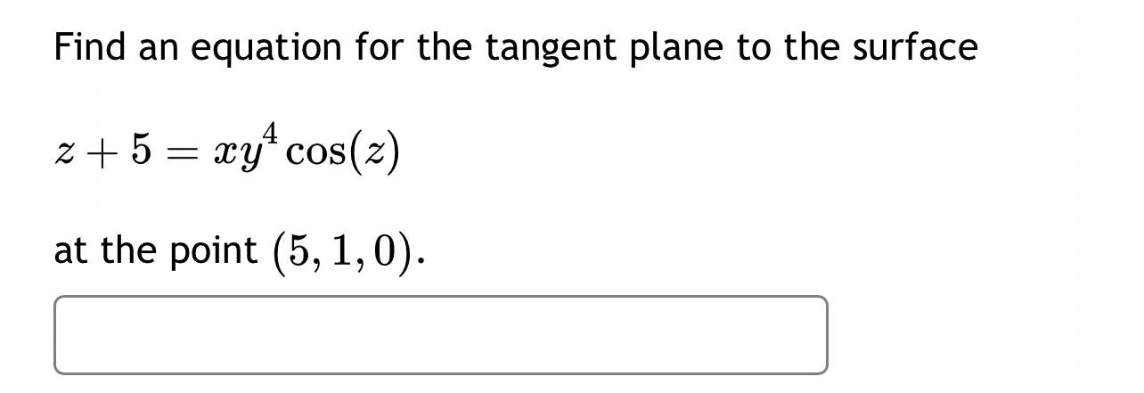 Solved Find an equation for the tangent plane to the | Chegg.com