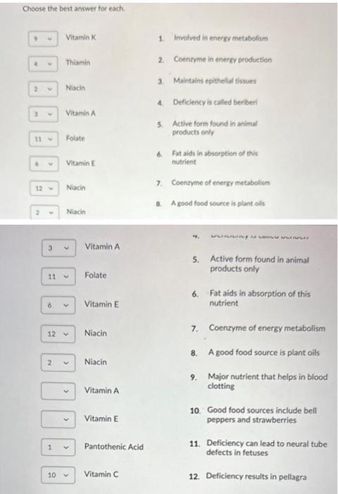 Solved Choose the best answer for each. | Chegg.com