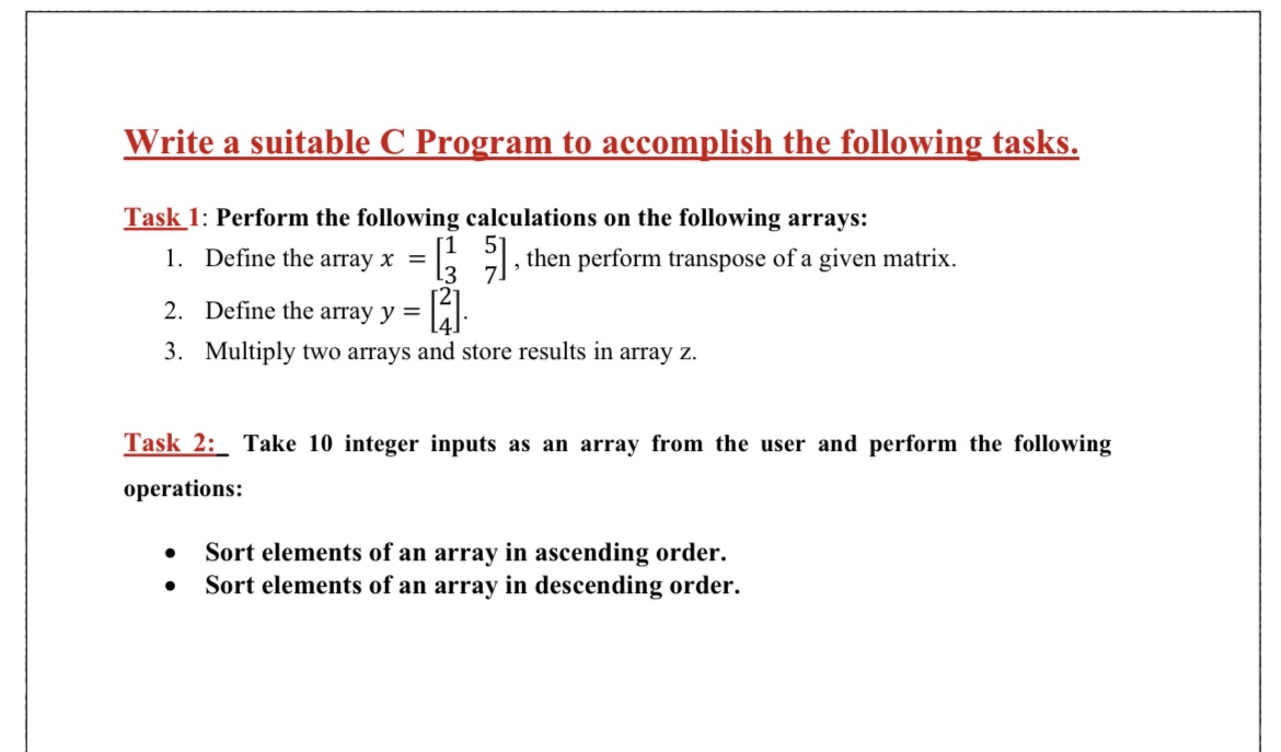 Solved Write a suitable C Program to accomplish the | Chegg.com