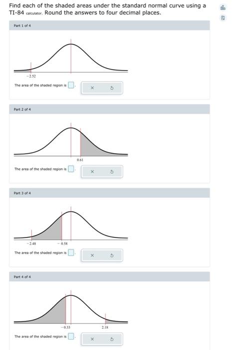 Solved Find each of the shaded areas under the standard | Chegg.com