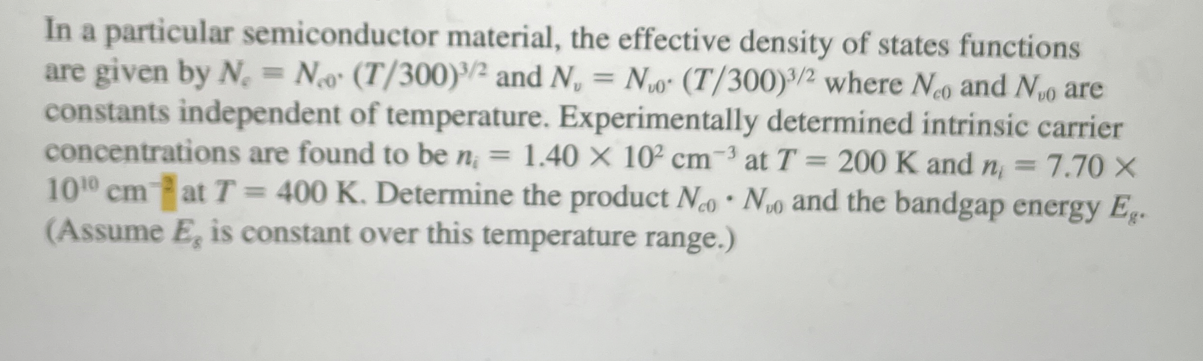 Solved In a particular semiconductor material, the effective | Chegg.com