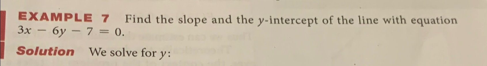 Solved EXAMPLE 7 ﻿Find the slope and the y-intercept of the | Chegg.com