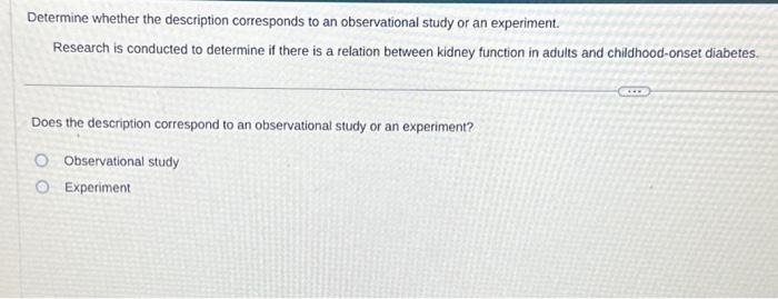 Solved Determine whether the description corresponds to an | Chegg.com