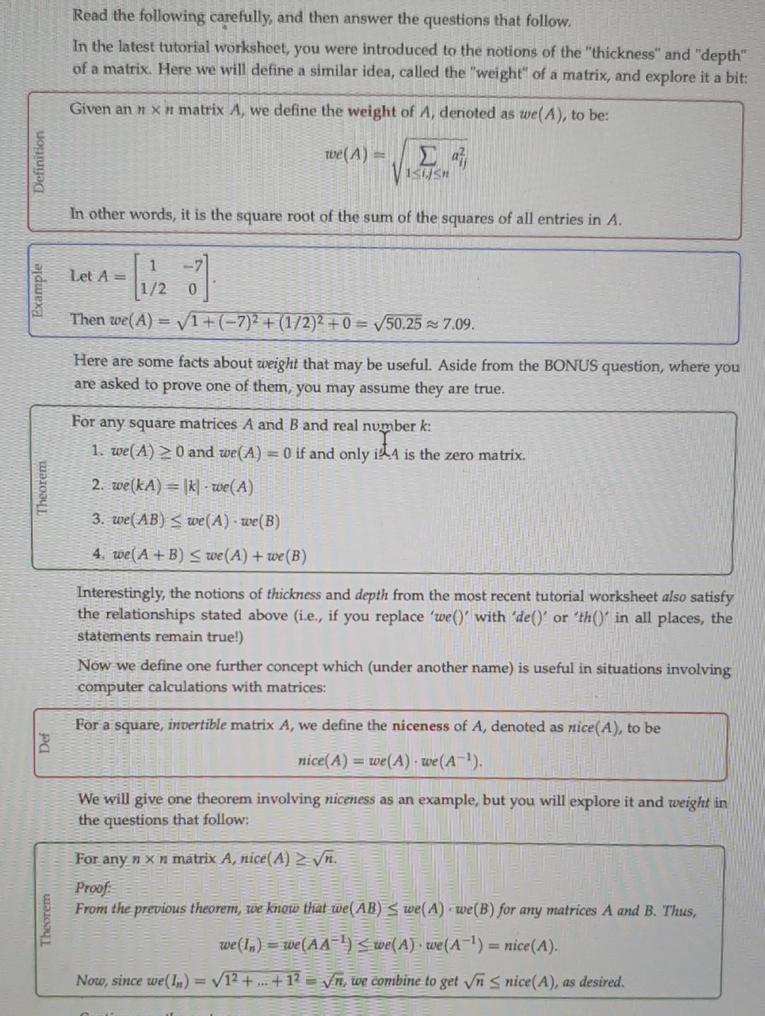 Solved Read the following carefully, and then answer the | Chegg.com