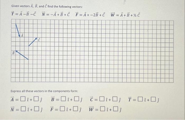 Solved Given vectors A,B, and C find the following vectors: | Chegg.com