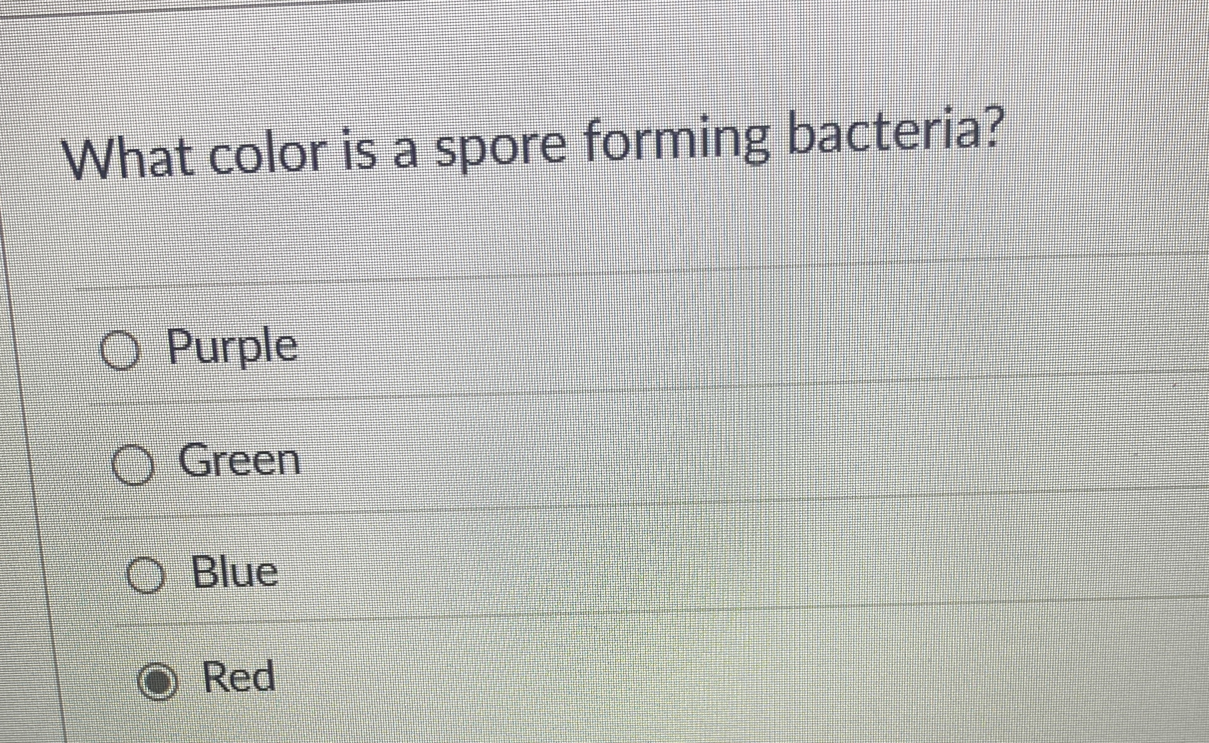 Solved What color is a spore forming | Chegg.com