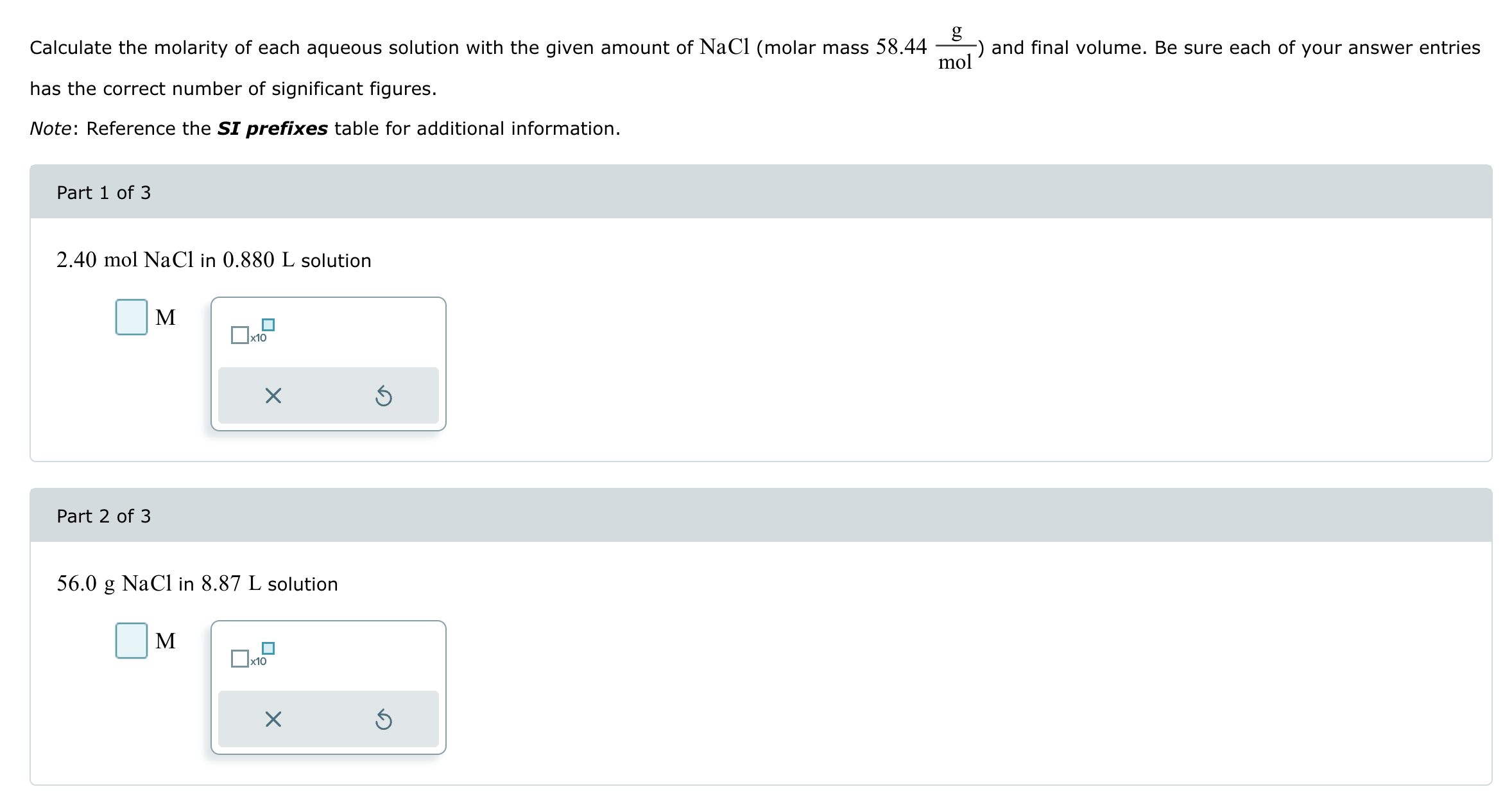 Calculate the molarity of each aqueous solution with | Chegg.com