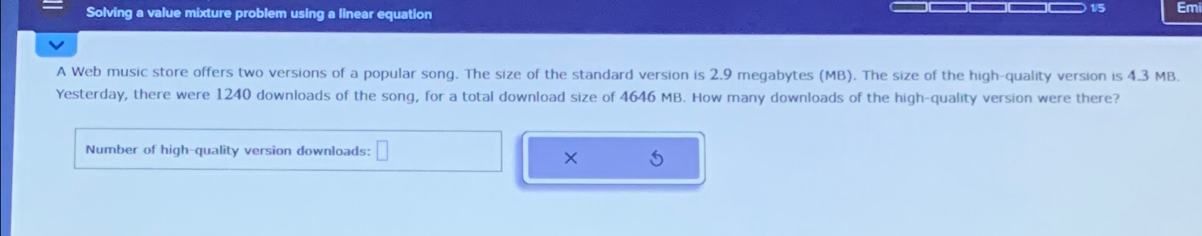Solved Solving a value mixture problem using a linear | Chegg.com