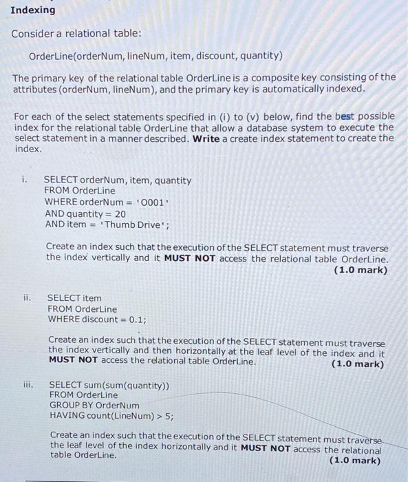 Solved Indexing Consider a relational table: | Chegg.com