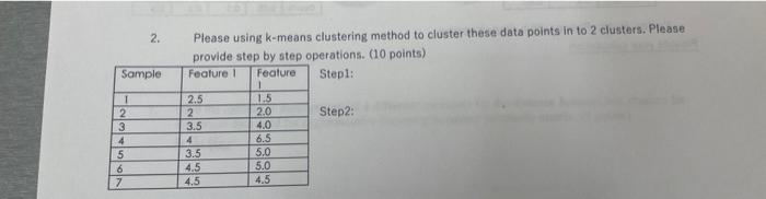 Please using k-means clustering method to cluster | Chegg.com
