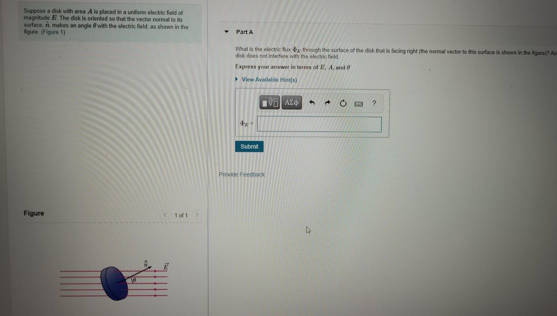 Solved Suppose a disk with area A is placed in a uniform | Chegg.com