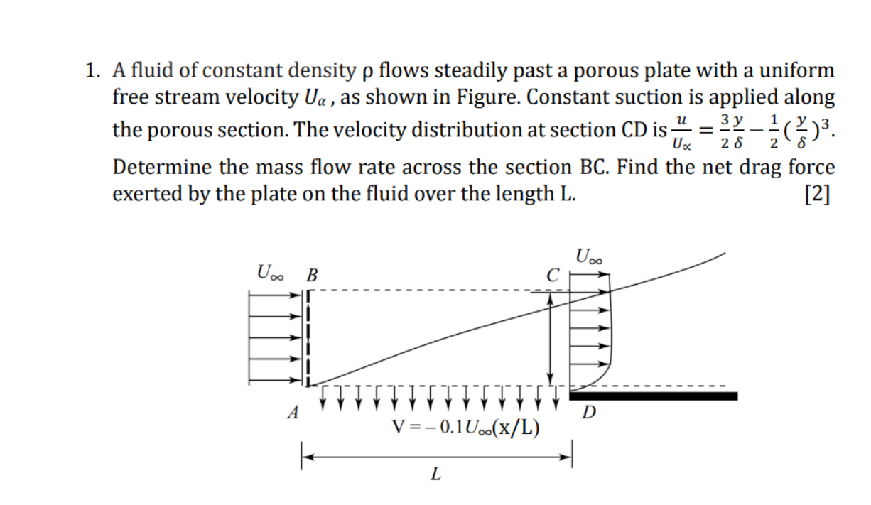 Solved A fluid of constant density ρ ﻿flows steadily past a | Chegg.com