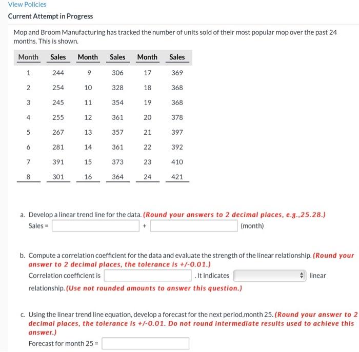 Solved View Policies Current Attempt in Progress Mop and | Chegg.com