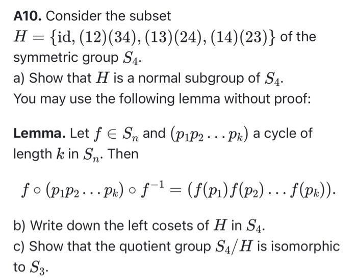 Solved A10. Consider the subset | Chegg.com