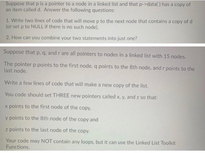 Solved Suppose that p is a pointer to a node in a linked | Chegg.com