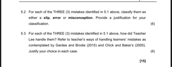 5.2 For each of the THREE (3) mistakes identified in | Chegg.com