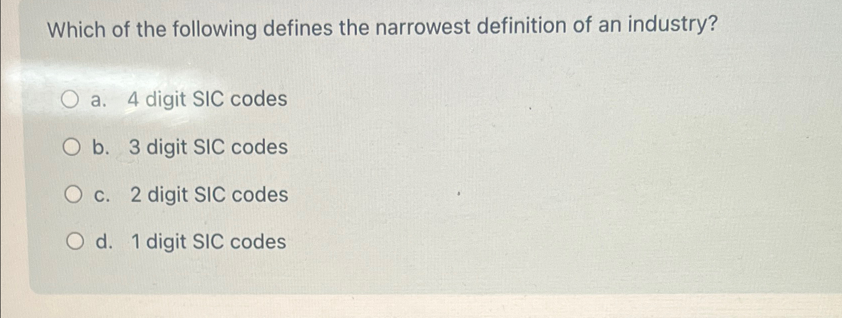 Solved Which of the following defines the narrowest | Chegg.com