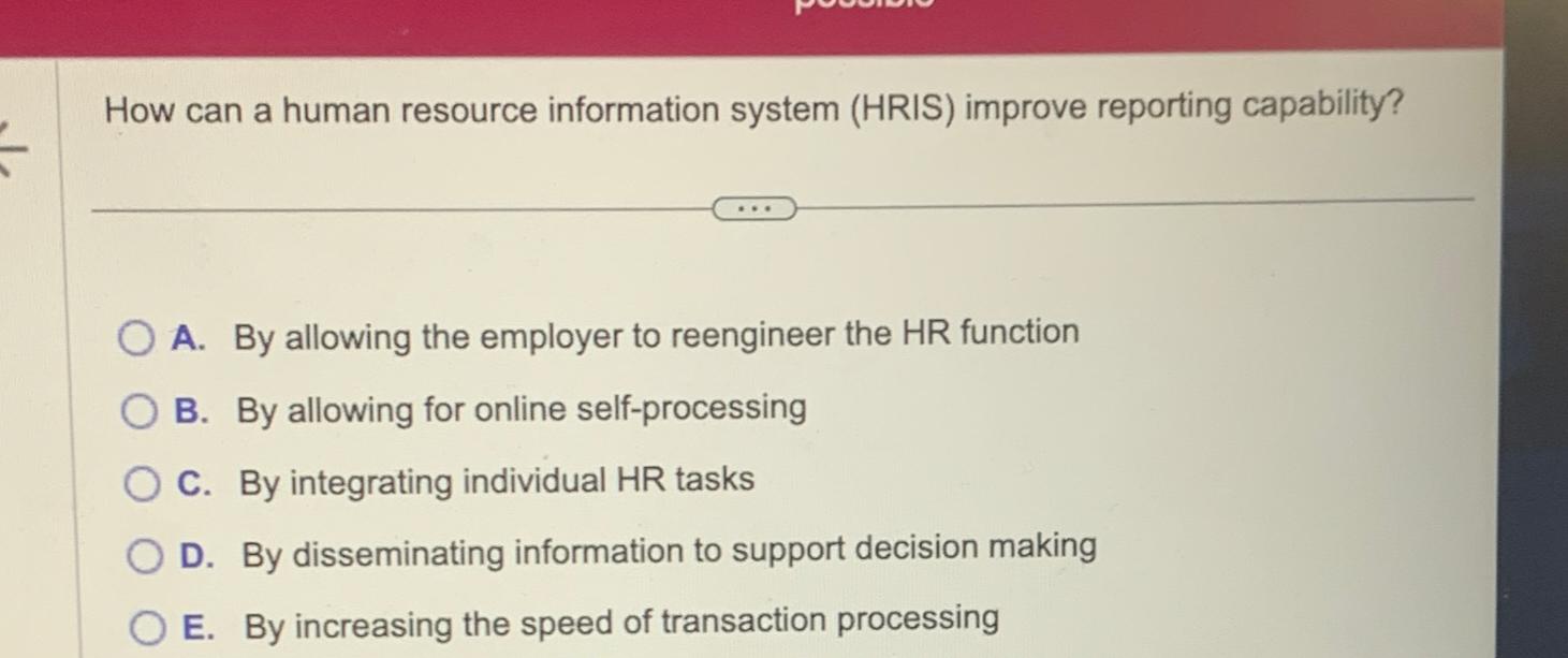 Solved How can a human resource information system (HRIS) | Chegg.com