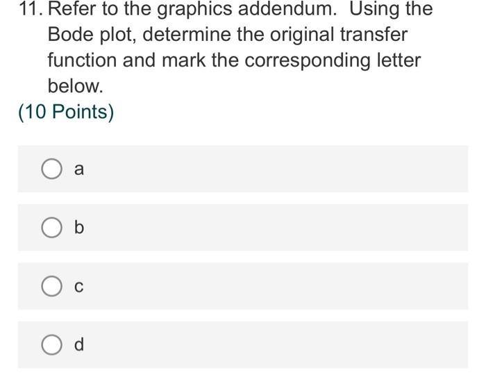 Solved 11. Refer to the graphics addendum. Using the Bode | Chegg.com