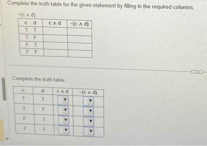 Solved Complete the truth table for the given statement by | Chegg.com
