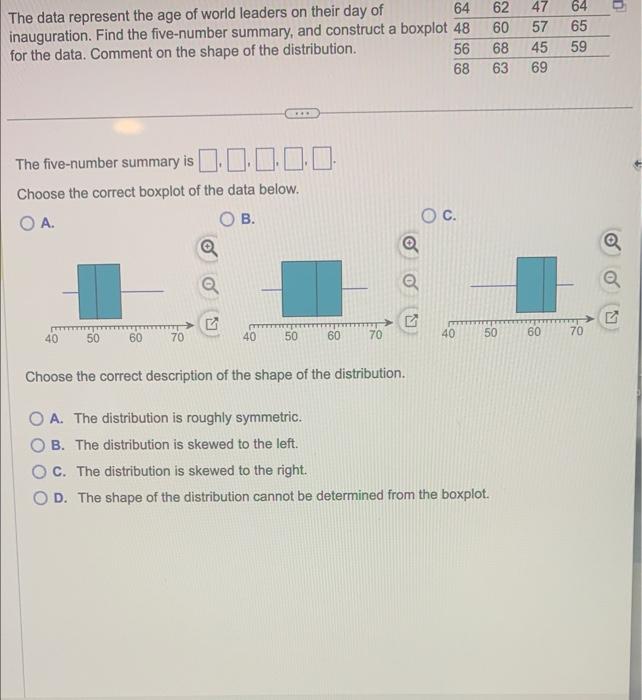 Solved Choose the correct description of the shape of the | Chegg.com