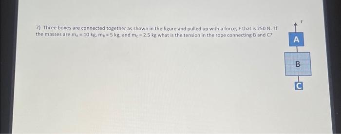 Solved 7) Three boxes are connected together as shown in the | Chegg.com