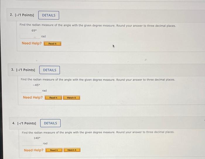 Solved Find the radian measure of the angle with the given | Chegg.com
