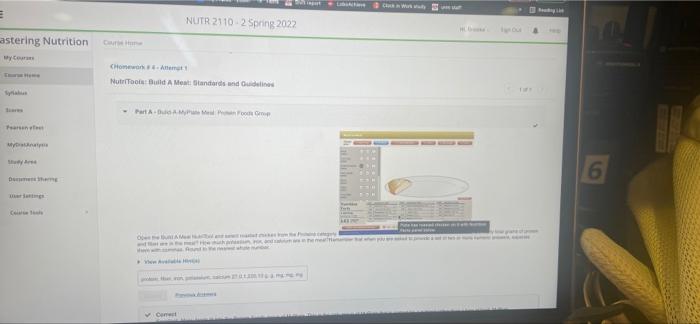 Part B - Build-A-MyPlate Meal Grains Group Continue | Chegg.com