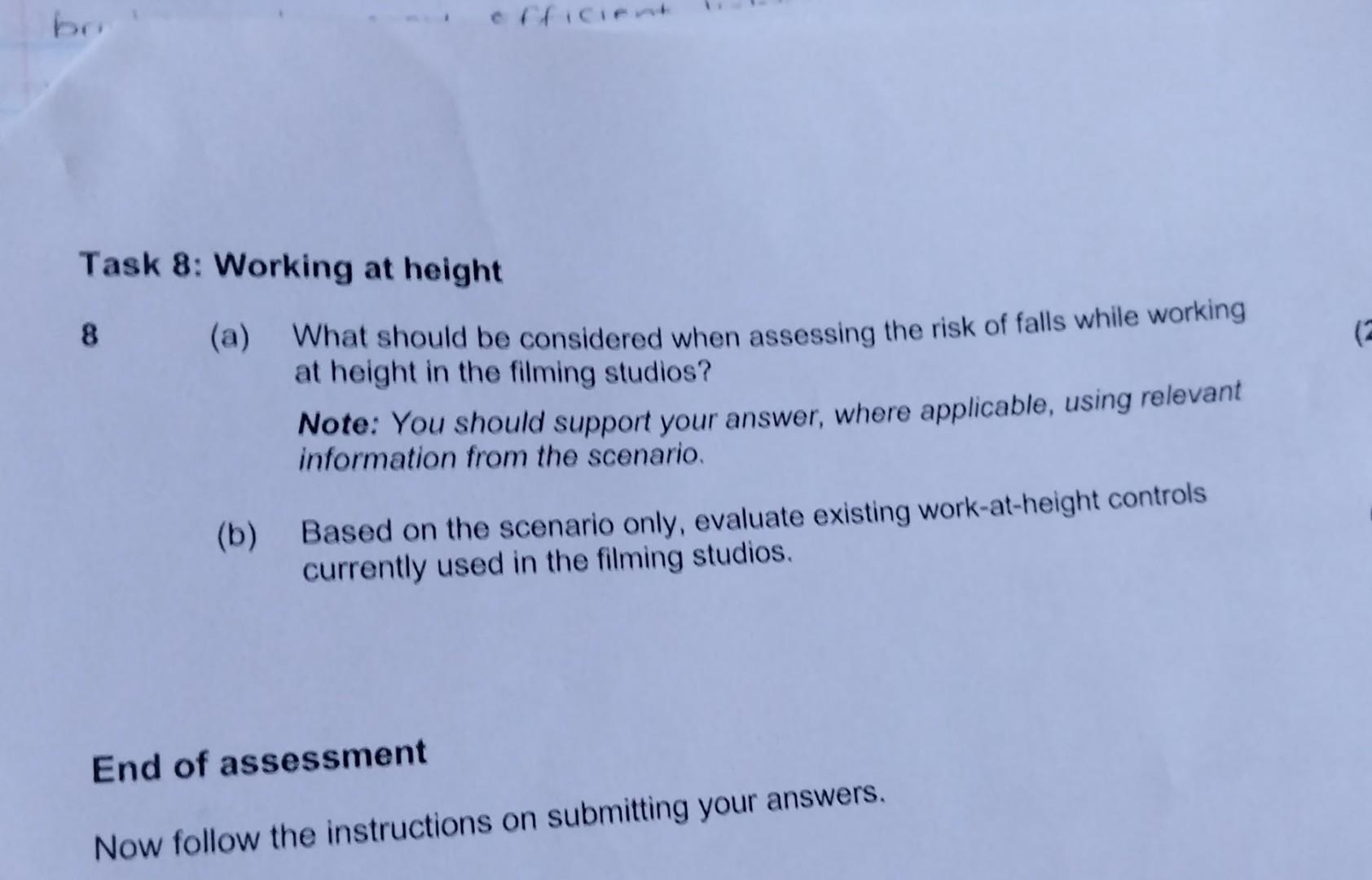 Solved Task 8: Working at height 8 (a) What should be | Chegg.com