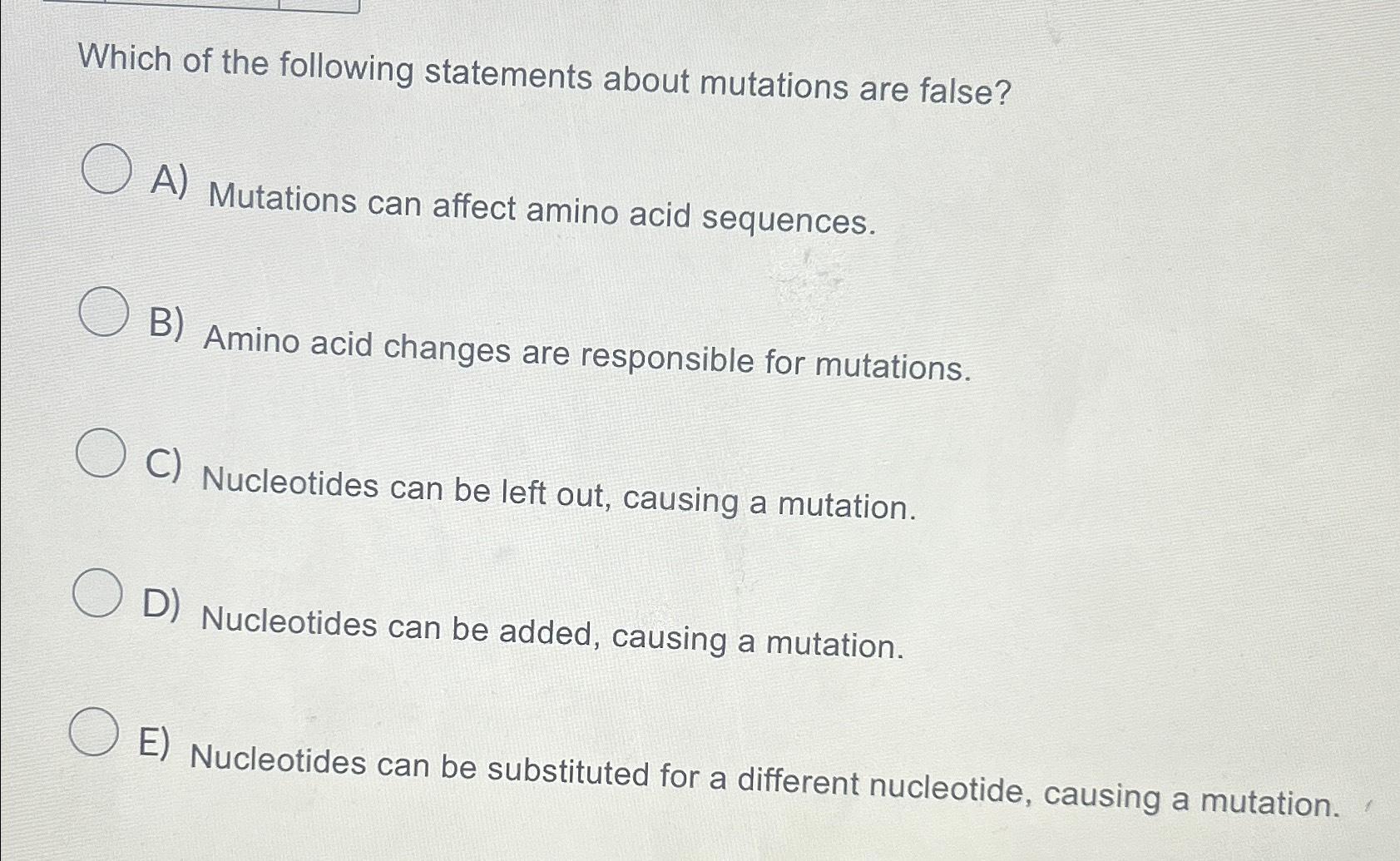 Solved Which of the following statements about mutations are | Chegg.com