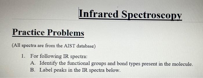 Solved (All spectra are from the AIST database) 1. For | Chegg.com