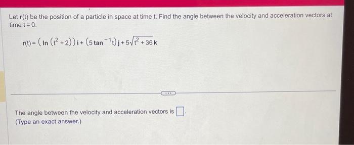 Solved Let r(t) be the position of a particle in space at | Chegg.com