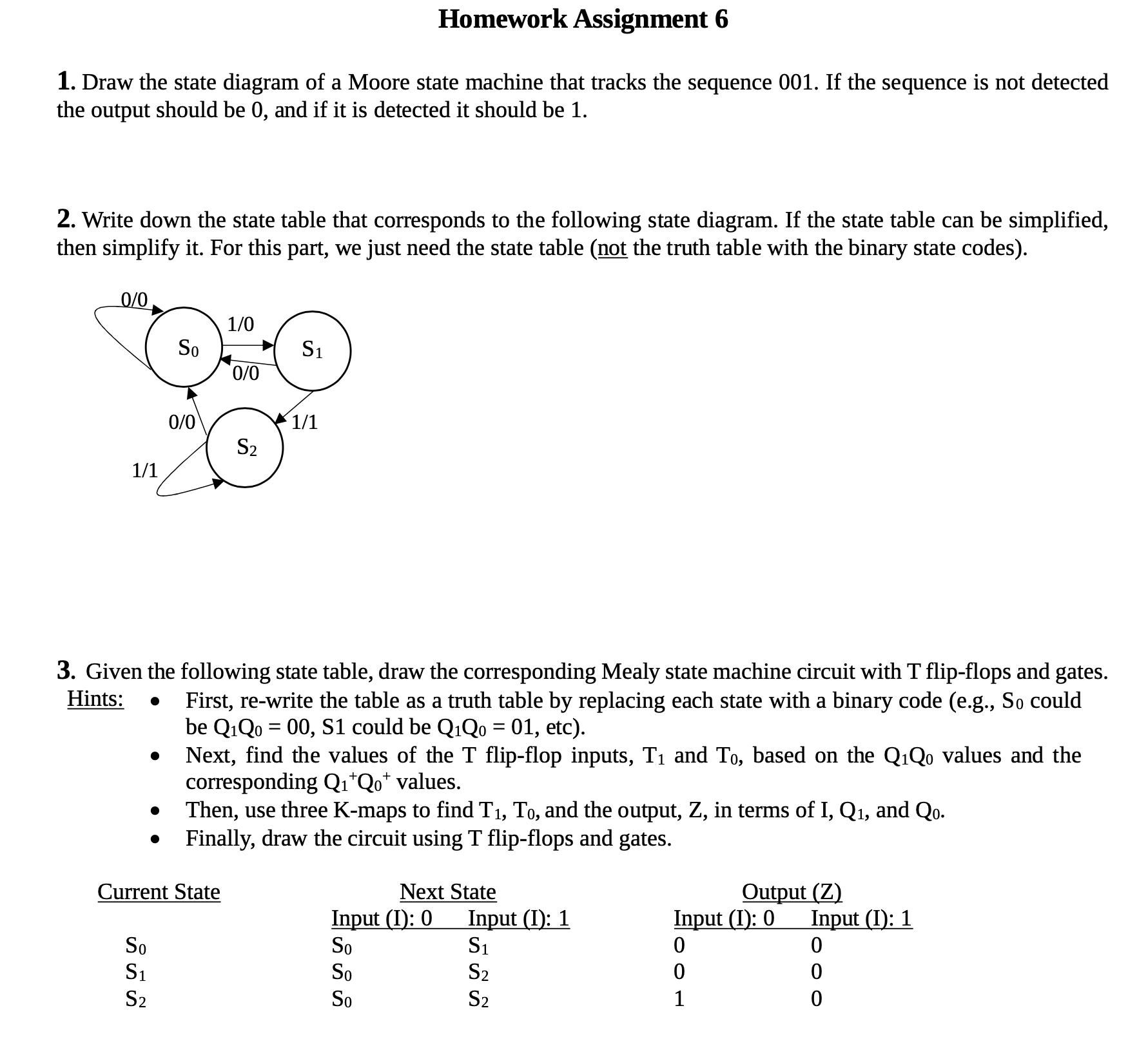 Homework Assignment 6Draw the state diagram of a | Chegg.com